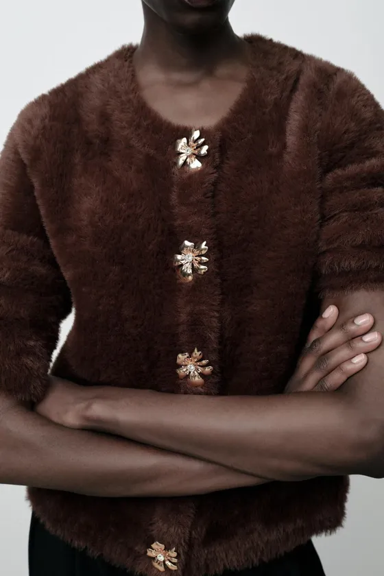 Zara Кардиган из искусственного меха - Цвет коричневый - brown | 5755/119